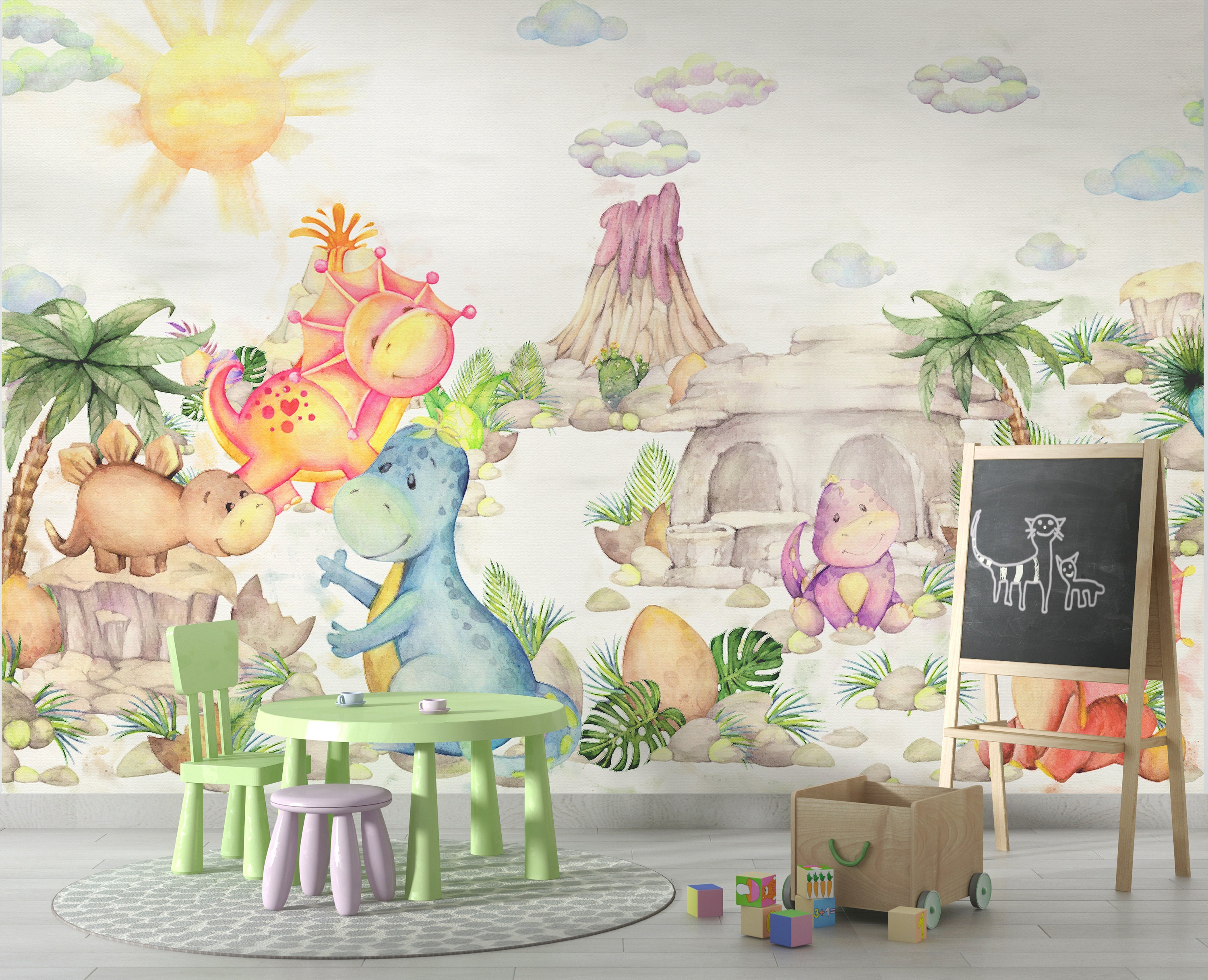 Baby Dinosaurs Removable Wallpaper Boys Room Animals - Etsy