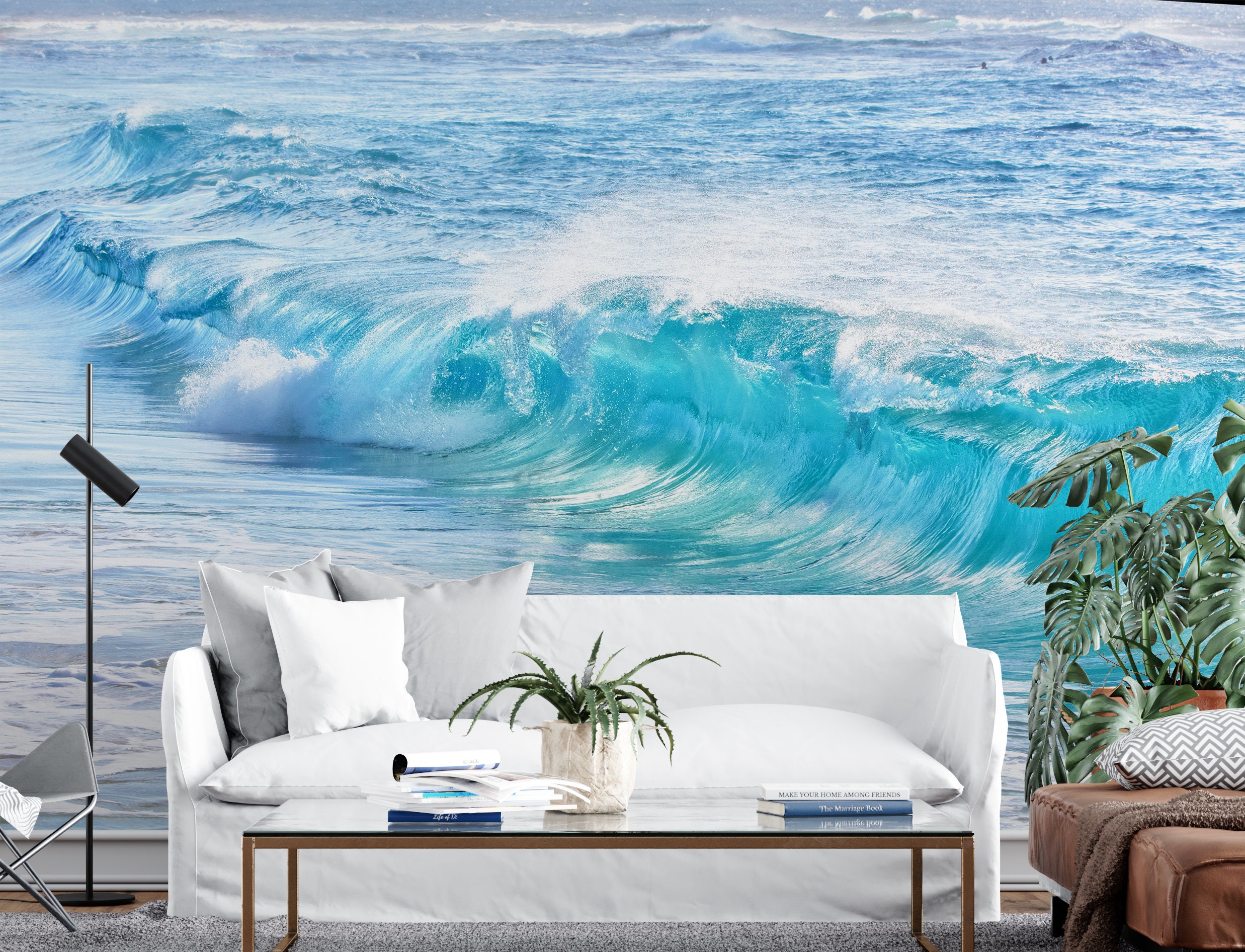 Nature Wallpaper Self Adhesive Peel and Stick Wave Wall Mural Removable ...