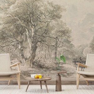 Vintage Art Landscape Wallpaper, Vintage Charcoal Old Drawing Wallpaper ...