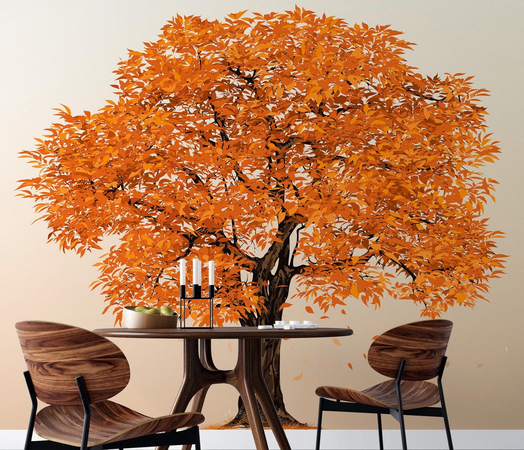 Autumn Tree Wall Mural – Fall Foliage Peel and Stick Wallpaper - Etsy