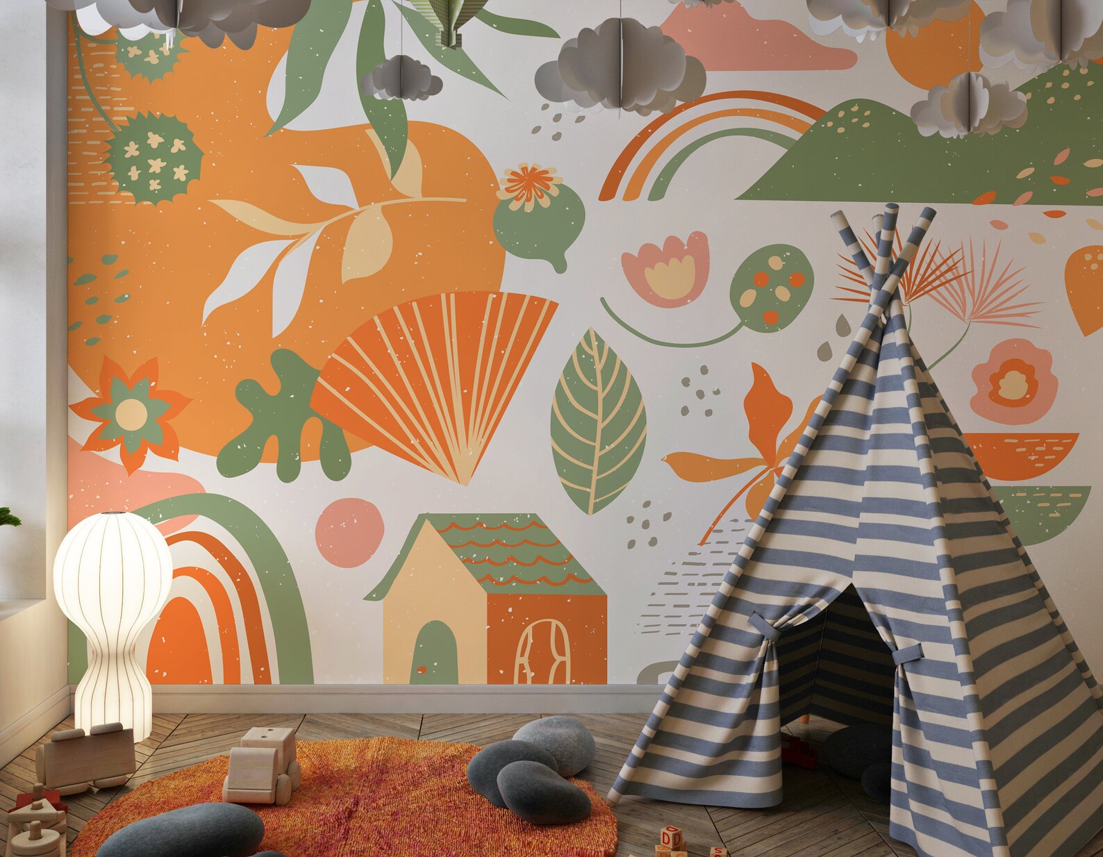 Abstract Shapes Wallpaper Hand Drawn Abstract Wall Mural - Etsy