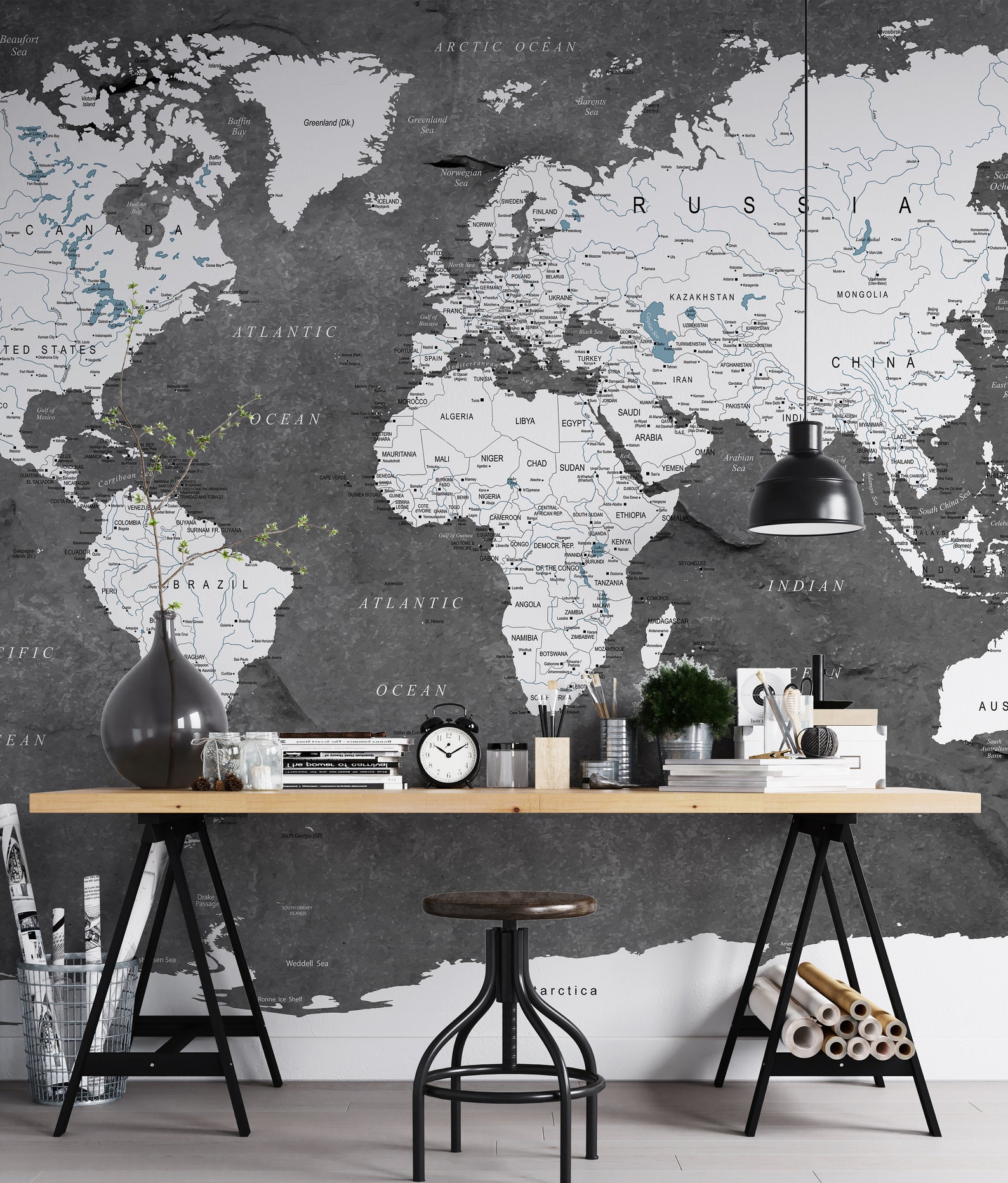 Customized Large World Map Decal World Map Wallpaper World Map | Etsy