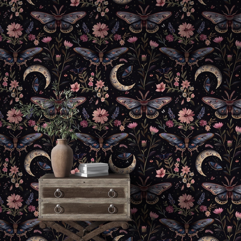 Vintage Wallpaper Moth - Etsy