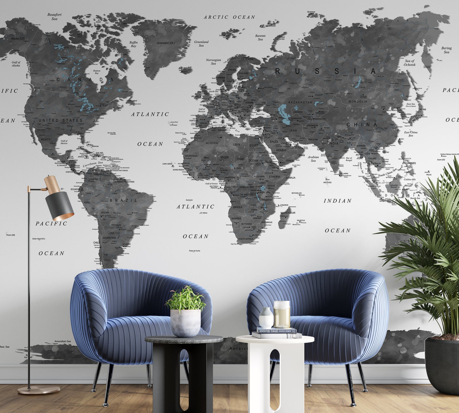 Customized Large World Map Wall Decal World Map Wallpaper World Map ...