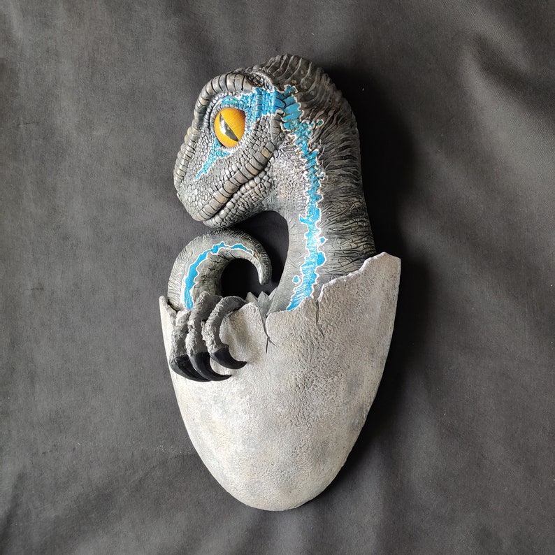 Dinosaur in Egg Wall-hanging Sculpture Lifesize Velociraptor Hatching ...