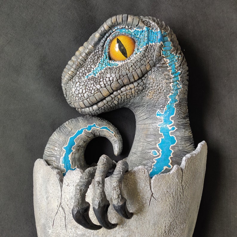 Dinosaur in Egg Wall-hanging Sculpture Lifesize Velociraptor Hatching ...