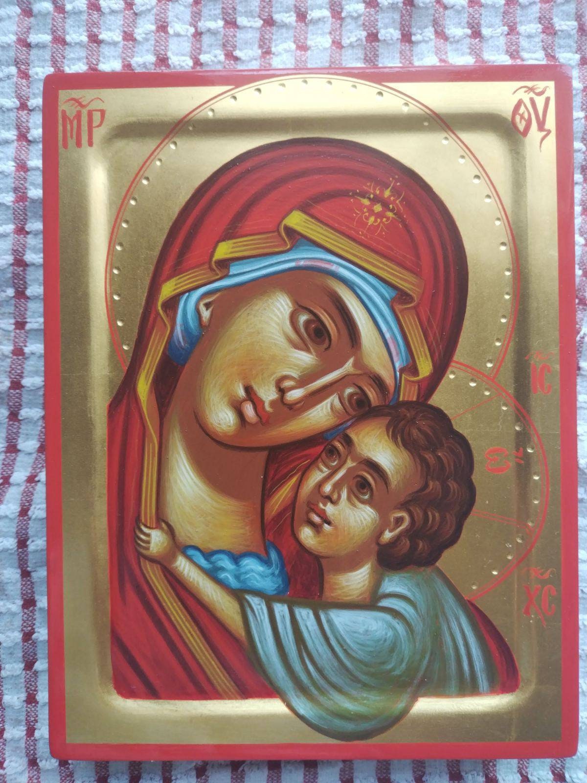 Mother of God Hand Painted Icon, Lime Wood, 24 Carat Gold. - Etsy