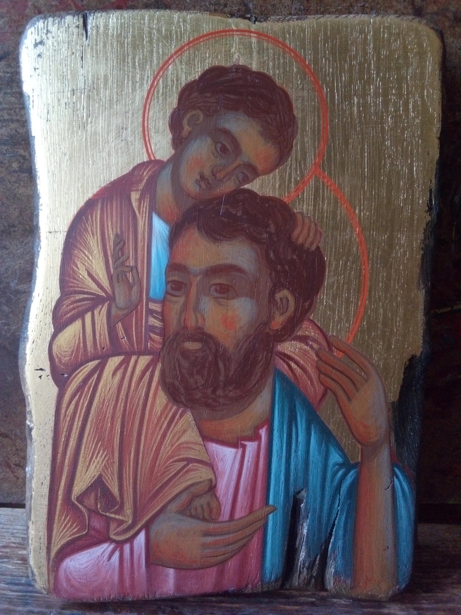 Saint Joseph icon Orthodox icon Holy family 24k gold oak | Etsy