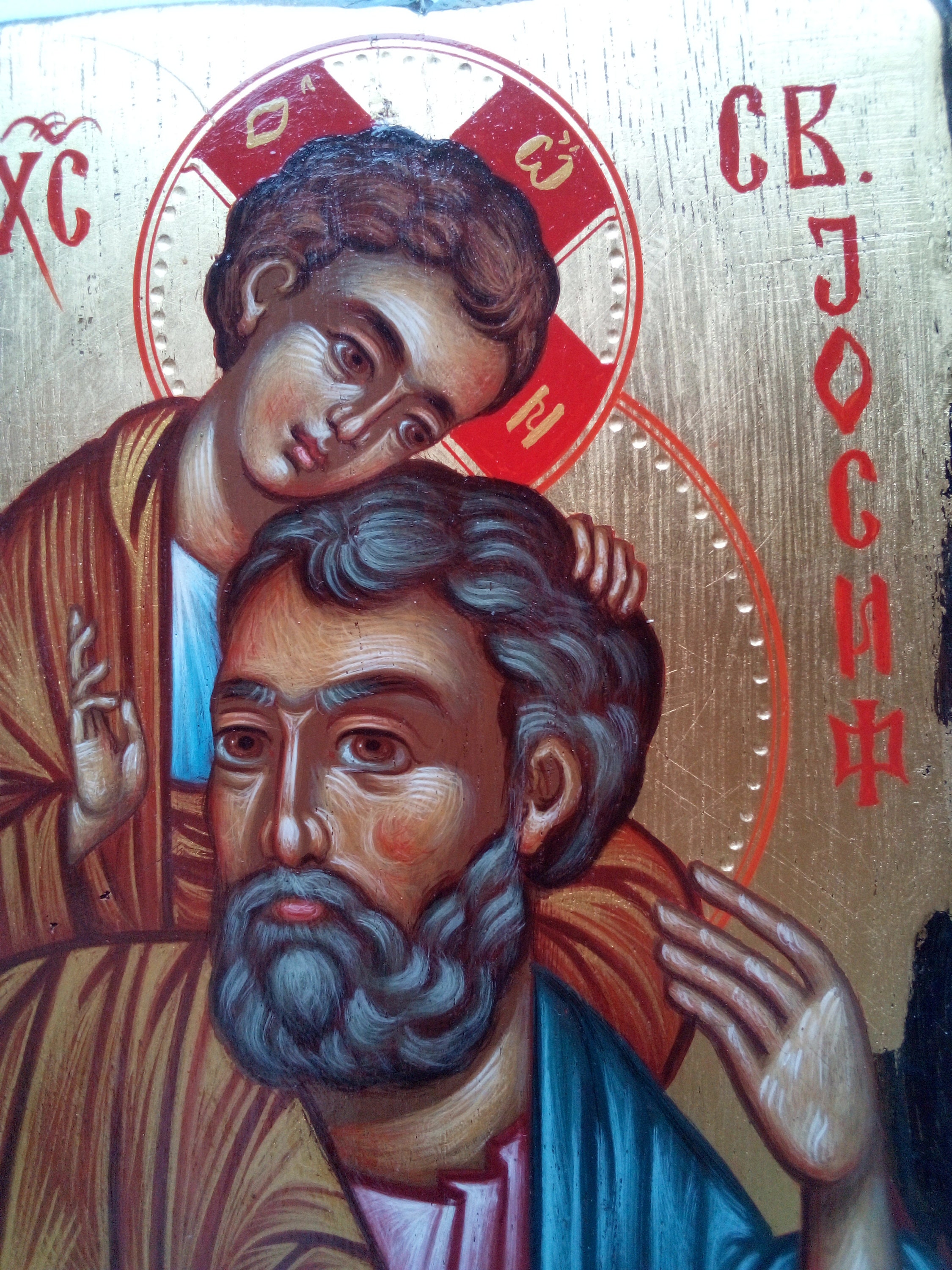 Saint Joseph Icon, Orthodox Icon, Holy Family, 24k Gold, Oak Old Wood ...