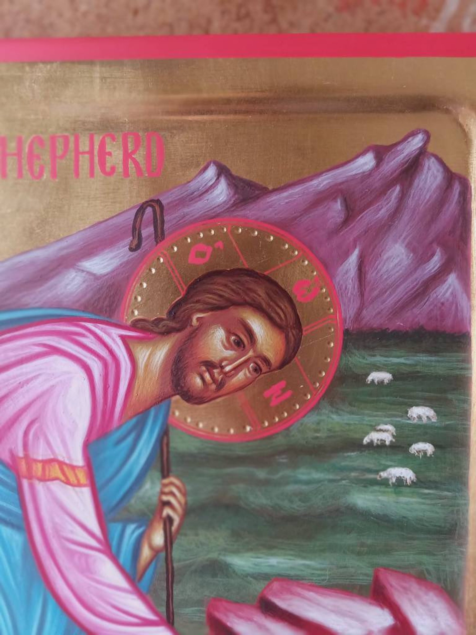 Good Shepherd Icon, 30/40 Cm 11.8/14.7 Inches, Linden Wood, 24 Gold ...