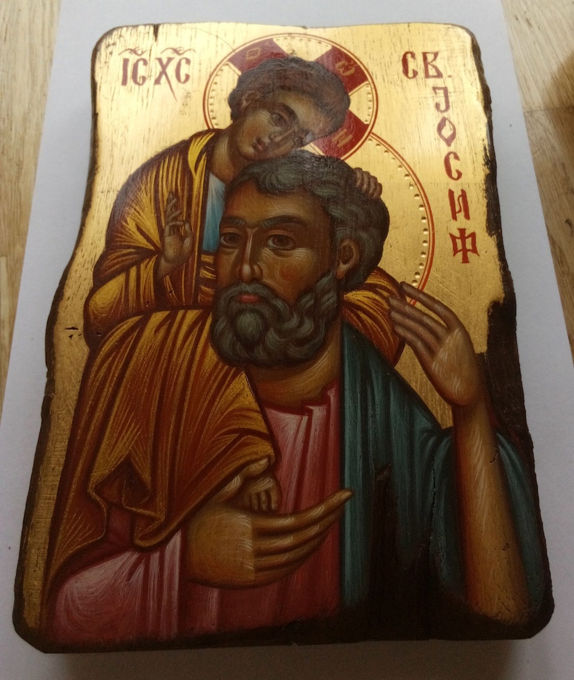 Saint Joseph Icon, Orthodox Icon, Holy Family, 24k Gold, Oak Old Wood ...