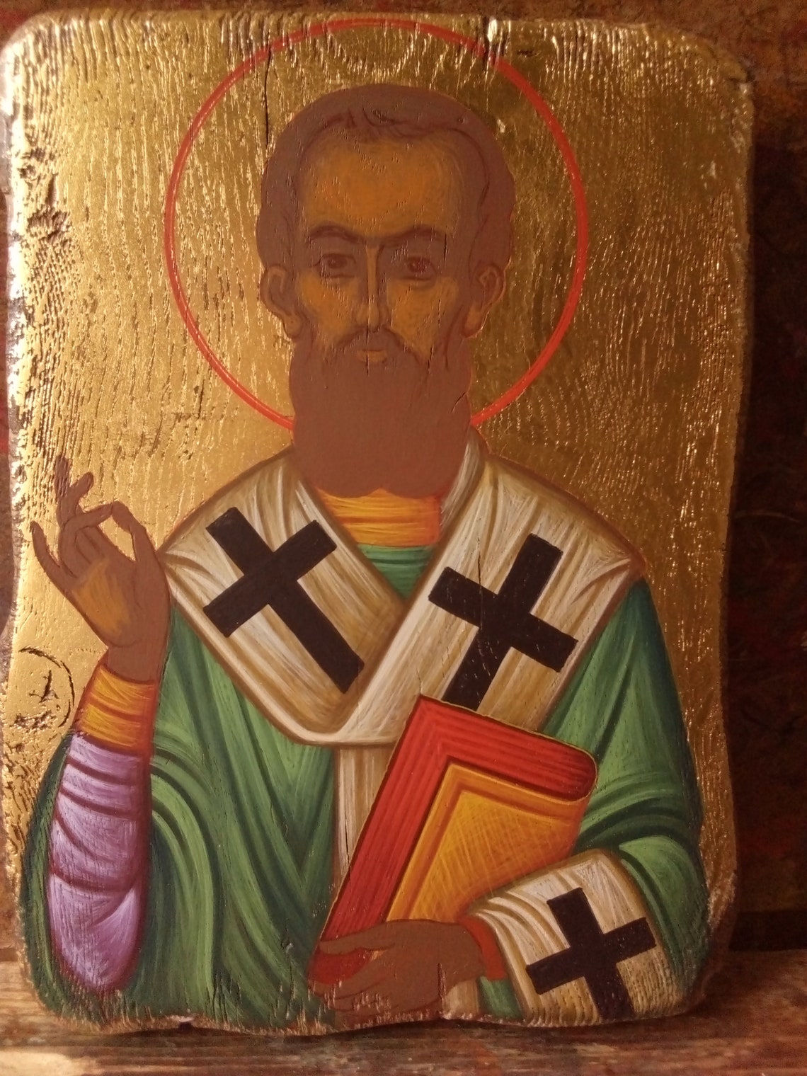 Saint Patrick Icon Byzantine Icon 24k Gold Old Oak - Etsy