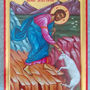 Good Shepherd Icon, 30/40 Cm 11.8/14.7 Inches, Linden Wood, 24 Gold ...