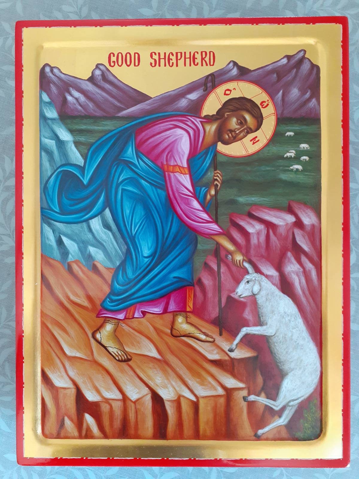 Good Shepherd Icon, 30/40 Cm 11.8/14.7 Inches, Linden Wood, 24 Gold ...