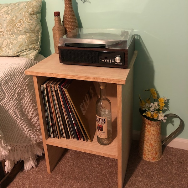 Solid Oak Record Table - Etsy