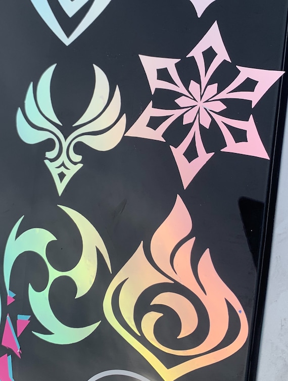 Genshin Impact Electro Cryo Dendro Elements Set Pyro Hydro Glossy Vinyl ...