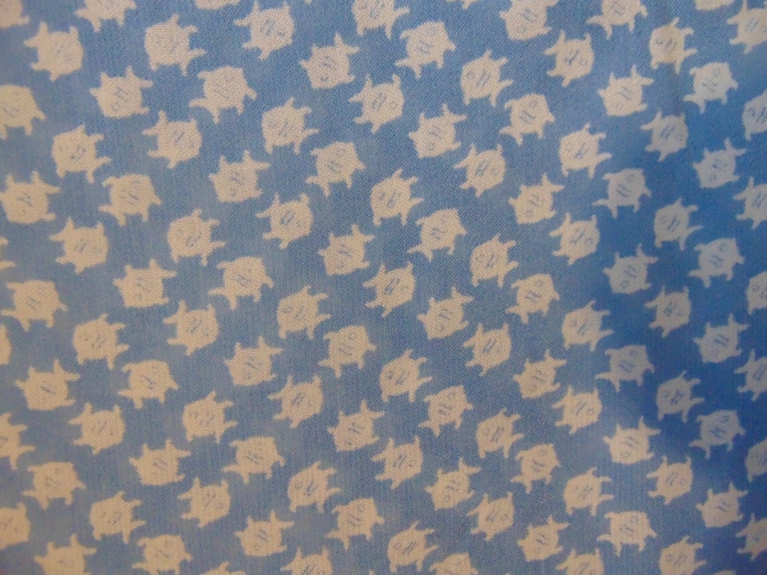 Vtg 40s Blue Rayon Fabric With Fish Design 4 Yds by 40 Wide - Etsy