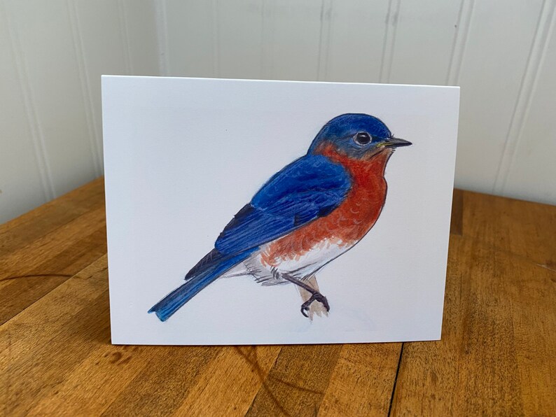 Bluebird Gift Watercolor Artwork Notecard Cheery Spring Gift for Bird ...