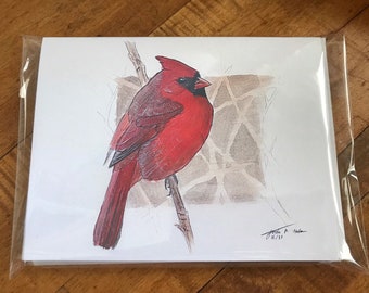 Cardinal Note Card Set in Memory of Redbirds Male and Female - Etsy