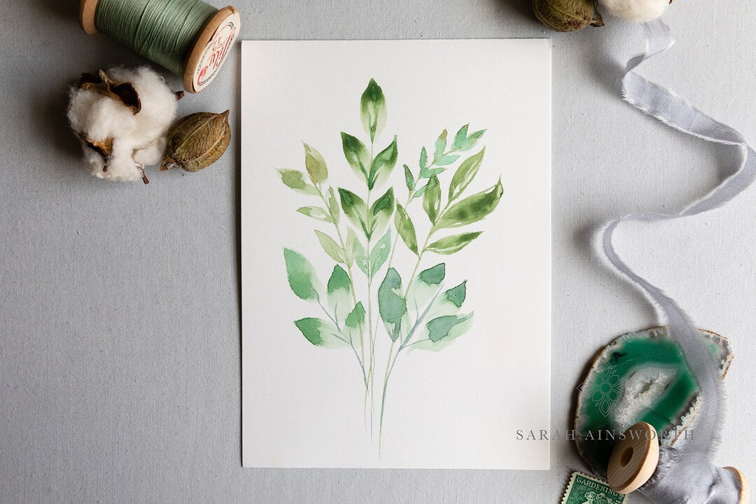 Greenery Leaf Art, Watercolor Greenery, Green Watercolor Nature Art ...
