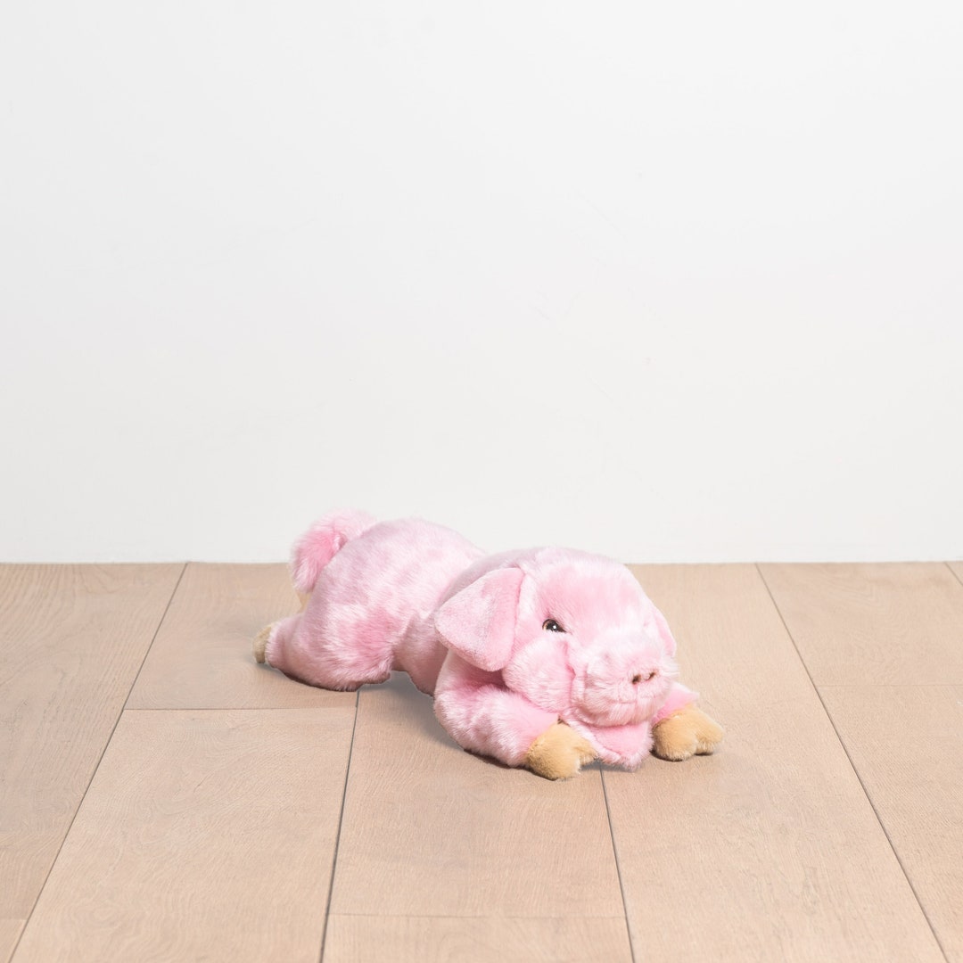 Big Handmade Stuffed Toy Pig 40cm. Rose Synthetic Fur, Realistic and ...
