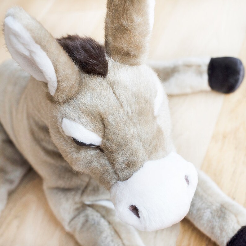 Big Handmade Stuffed Toy Donkey 60cm. Brown Synthetic Fur, Realistic ...