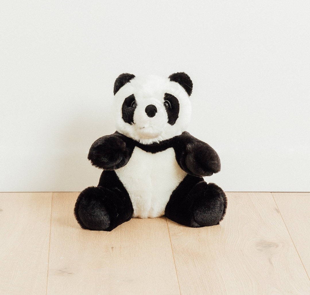 Big Handmade Stuffed Toy Panda 45cm. Black Synthetic Fur, Realistic and ...