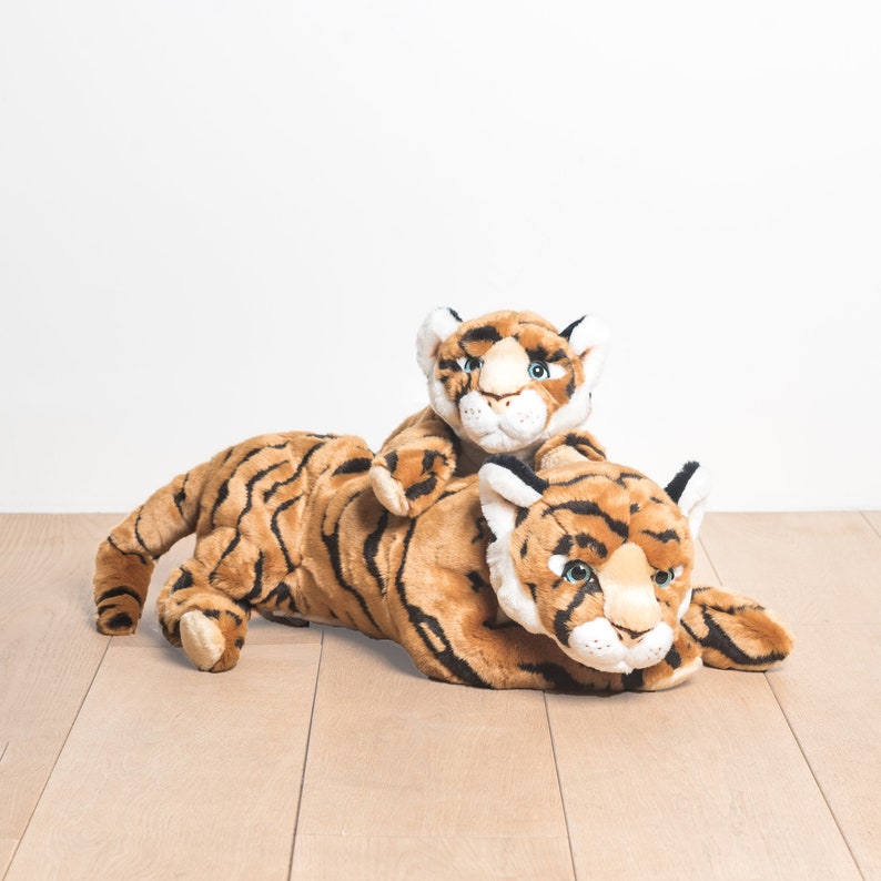 Small Handmade Stuffed Toy Tiger 35cm. Synthetic Fur, Realistic and ...