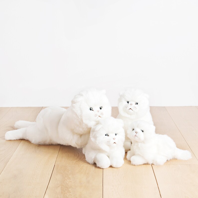 Small Handmade Stuffed Toy Kitten 20cm. White Synthetic Fur, Realistic ...
