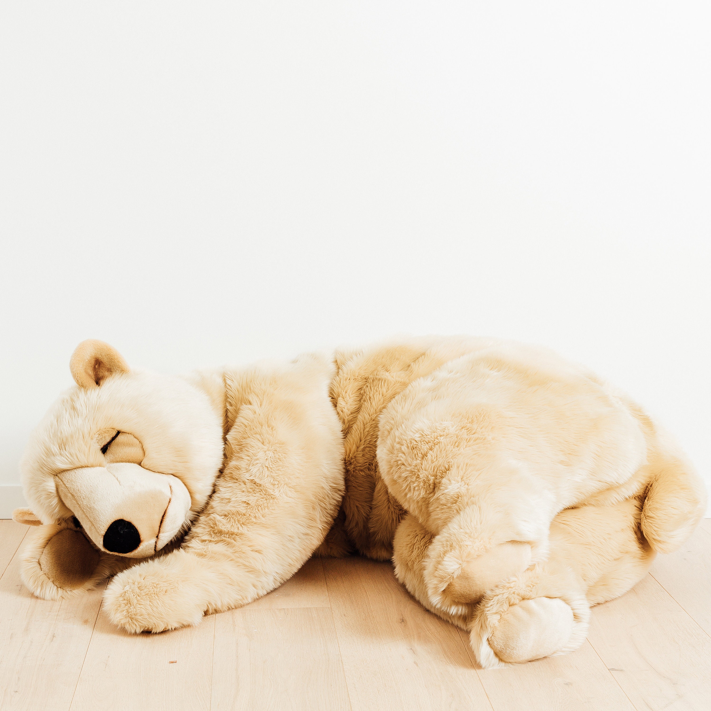 Big Handmade Stuffed Toy Teddy Bear 95cm. Beige Synthetic Fur ...