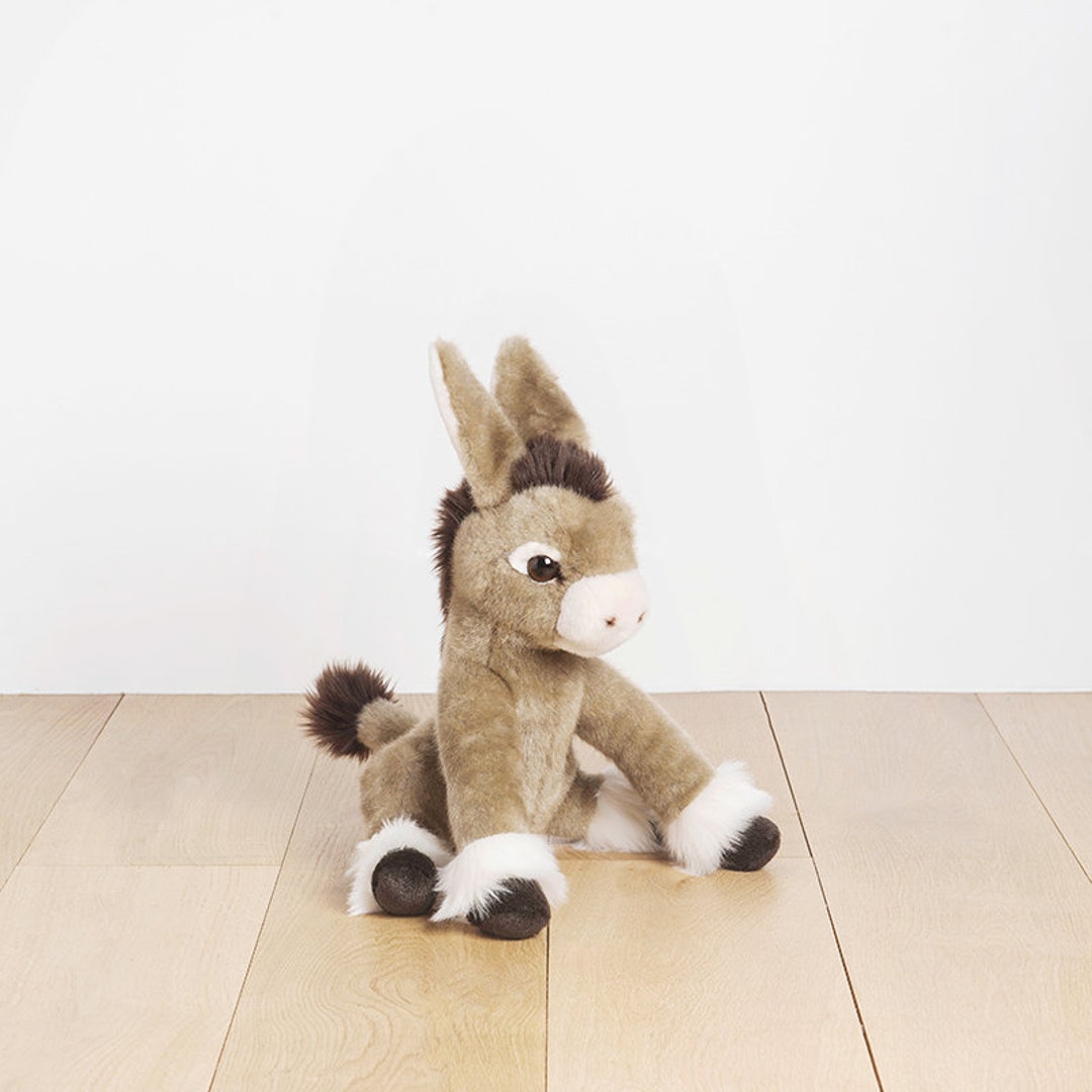 Small Handmade Stuffed Toy Donkey 35cm. Brown Synthetic Fur, Realistic ...