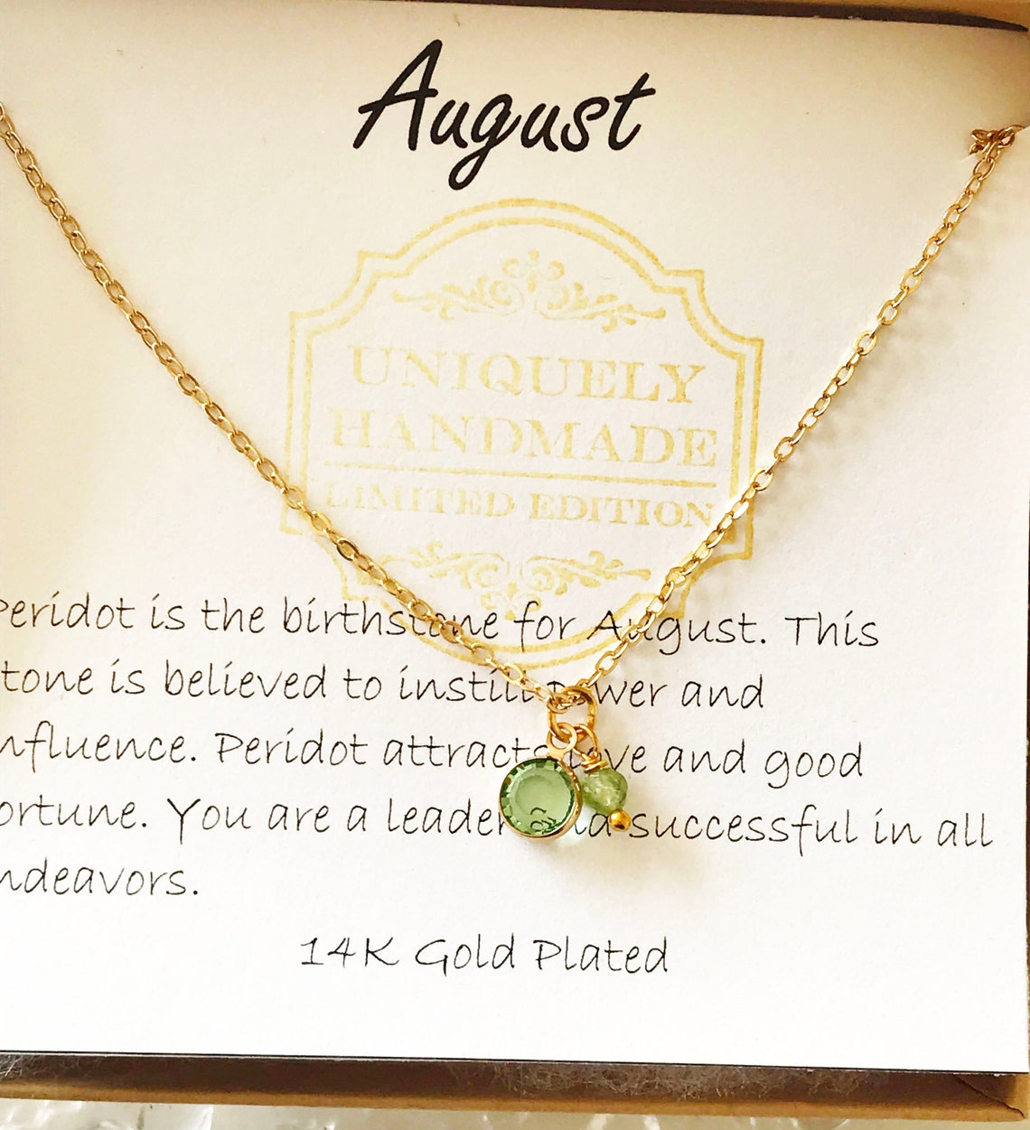 August Birthstone Necklace Peridot Gemstone Necklace - Etsy