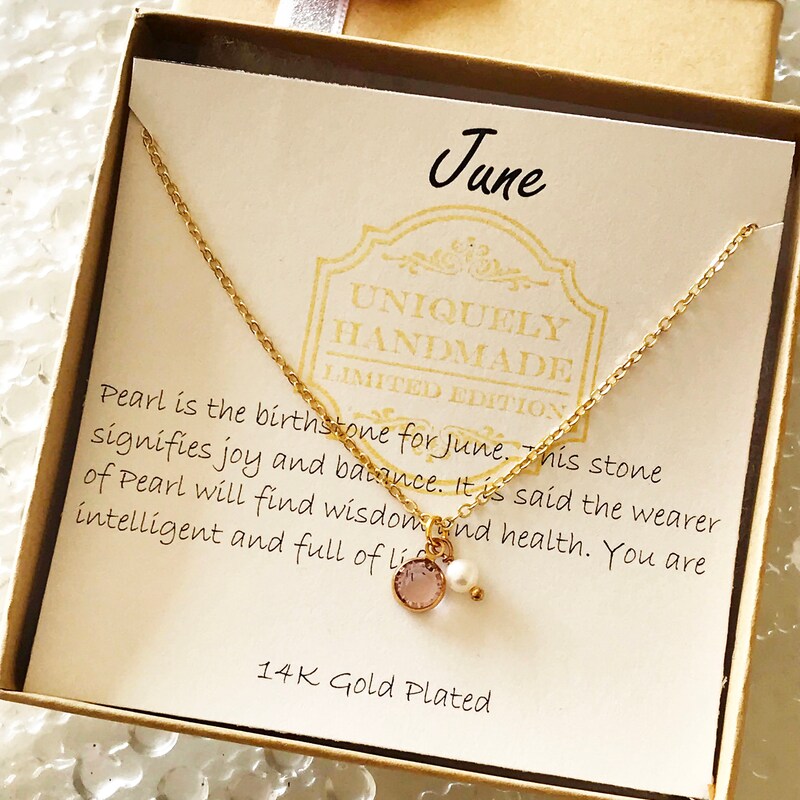 June Birthstone Necklace - Etsy