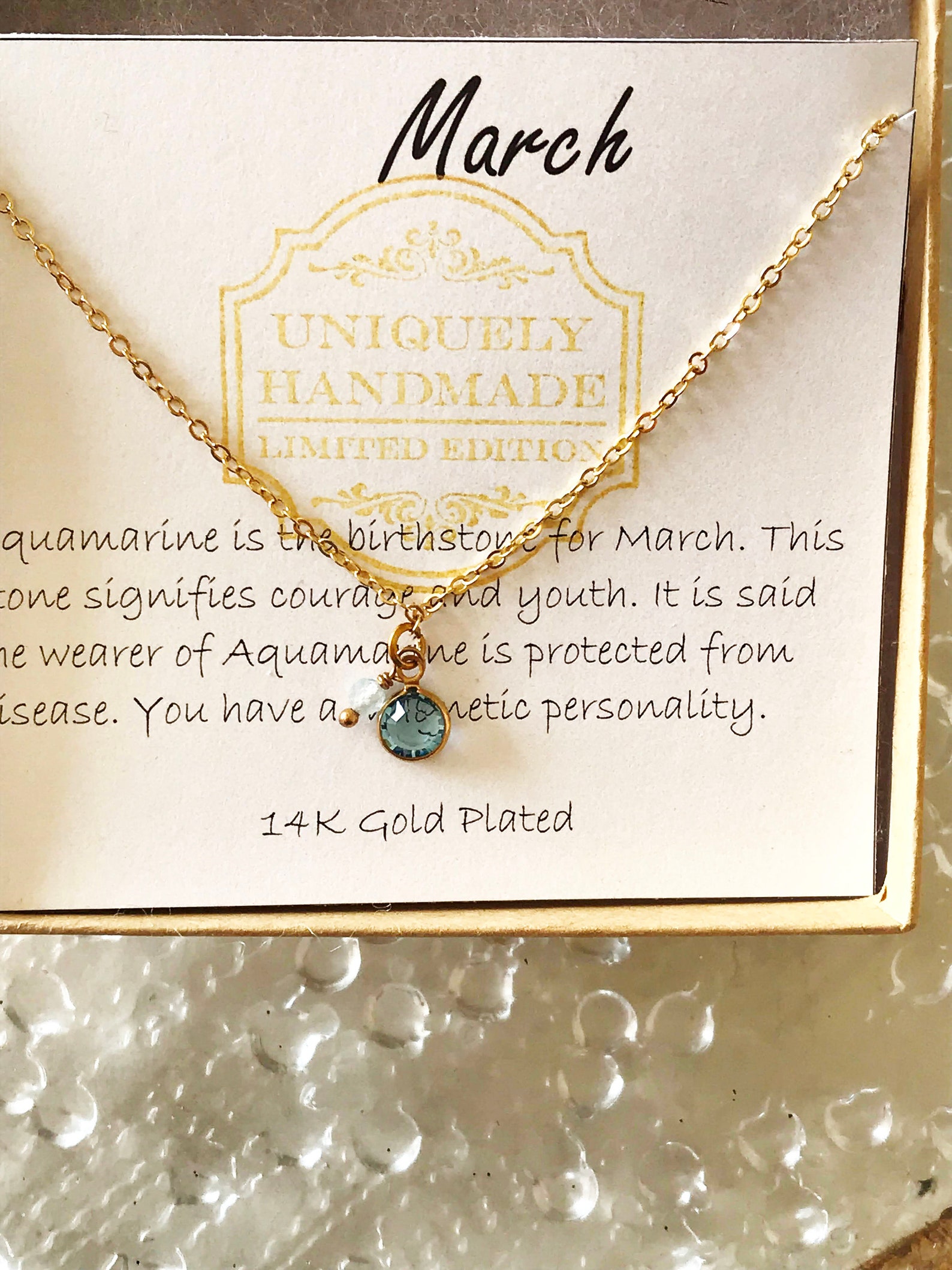 March Birthstone Necklace March Birthstone Jewelry - Etsy