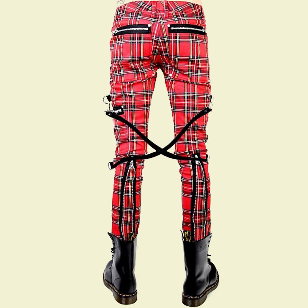 Gothic Bondage Red Karid Herren Hose Alternative Punk Rebel Rock EMO ...