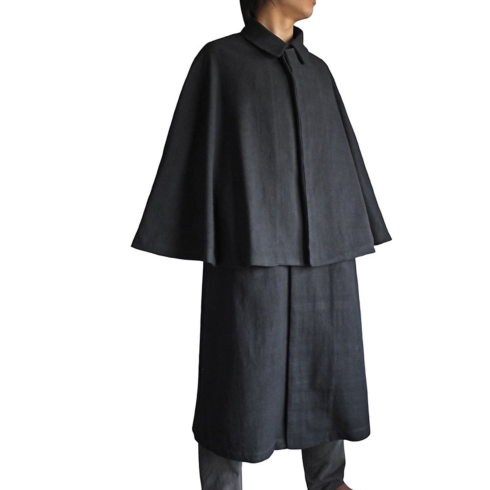 Inverness Cape Black Halloween Black Coat Gothic Black - Etsy