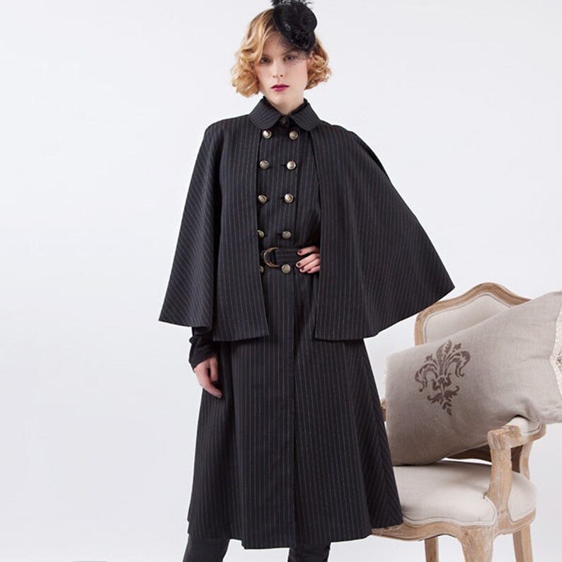 Ladies Black Inverness Cape Black Halloween Black Coat - Etsy