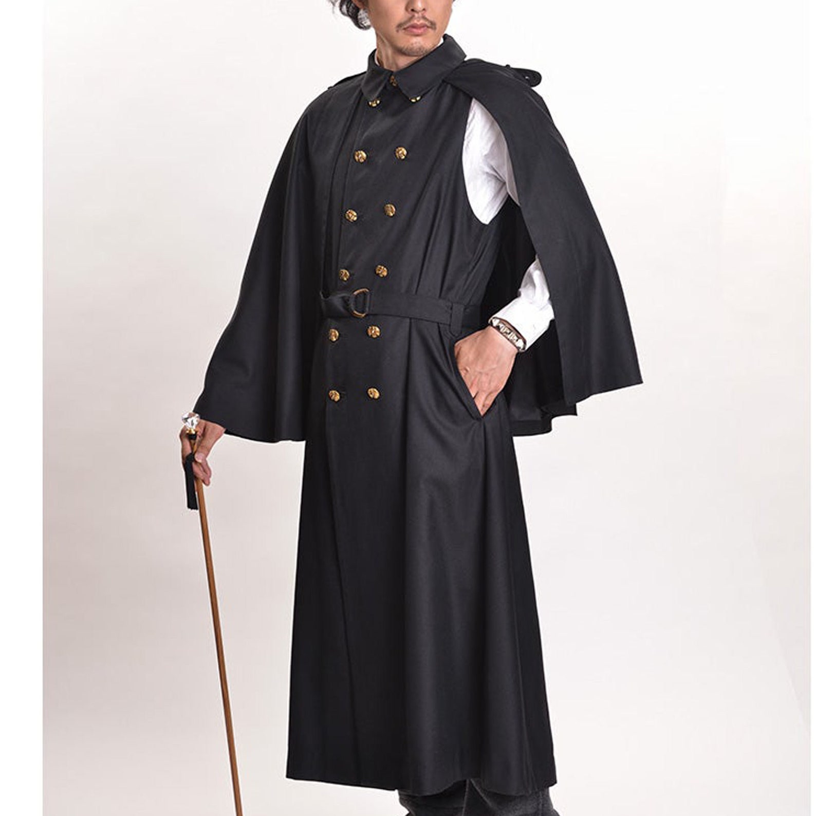 Inverness Cape Black Halloween Black Coat Gothic Black - Etsy