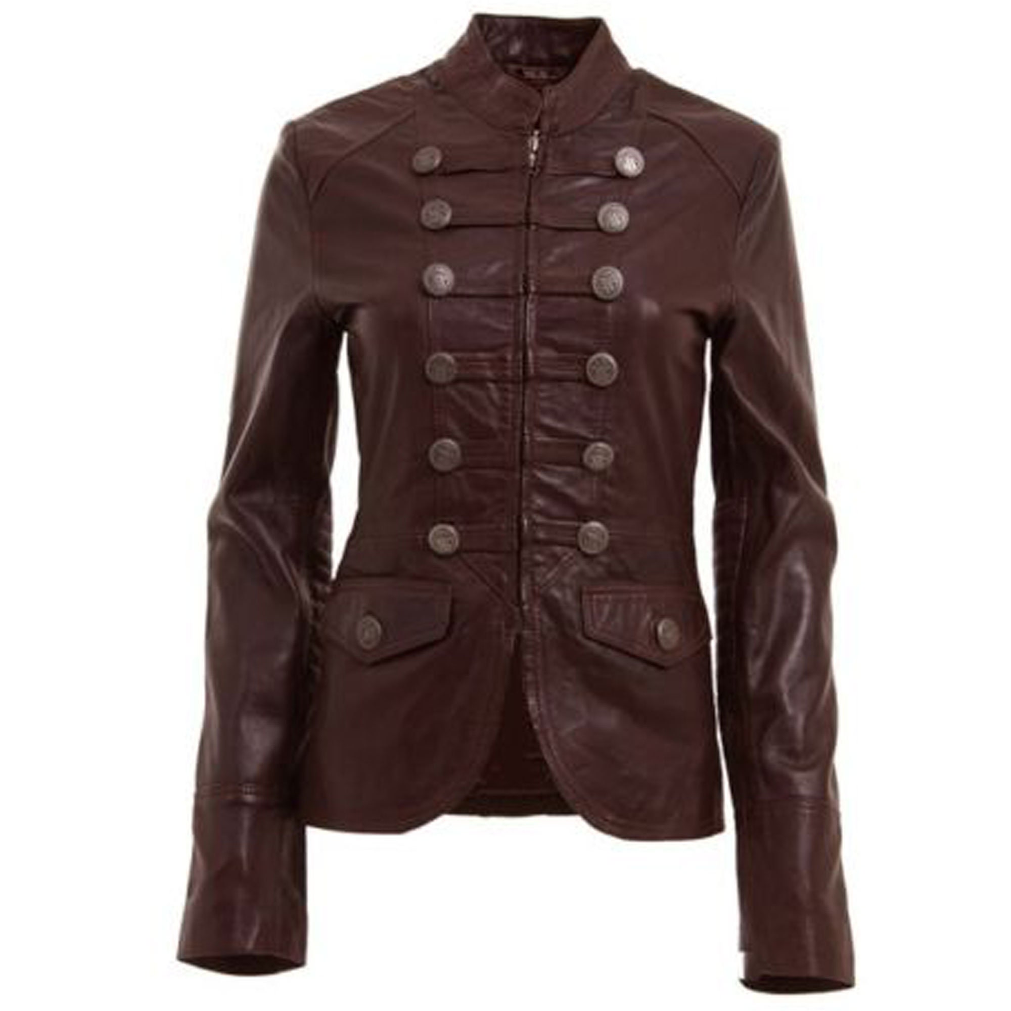 Women's Brown Military Style Fashion Leather Jacket Women | Etsy