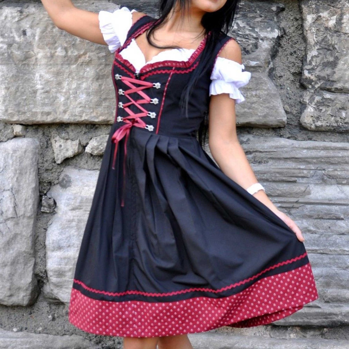 German Red Dirndl Dress Red Dirndl Dress Dirndl Dress - Etsy