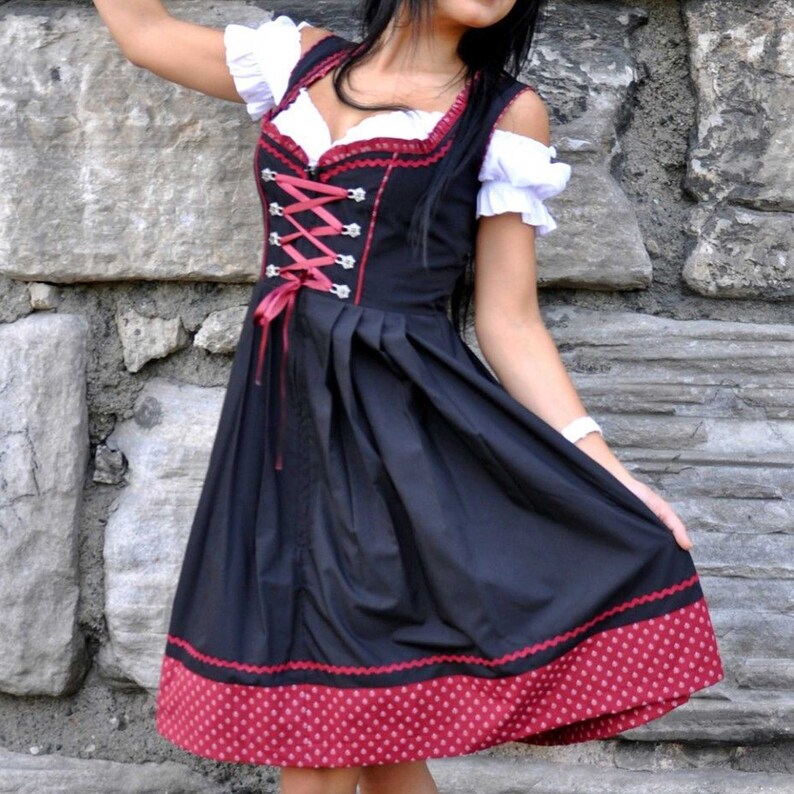 German Red Dirndl Dress Red Dirndl Dress Dirndl Dress - Etsy