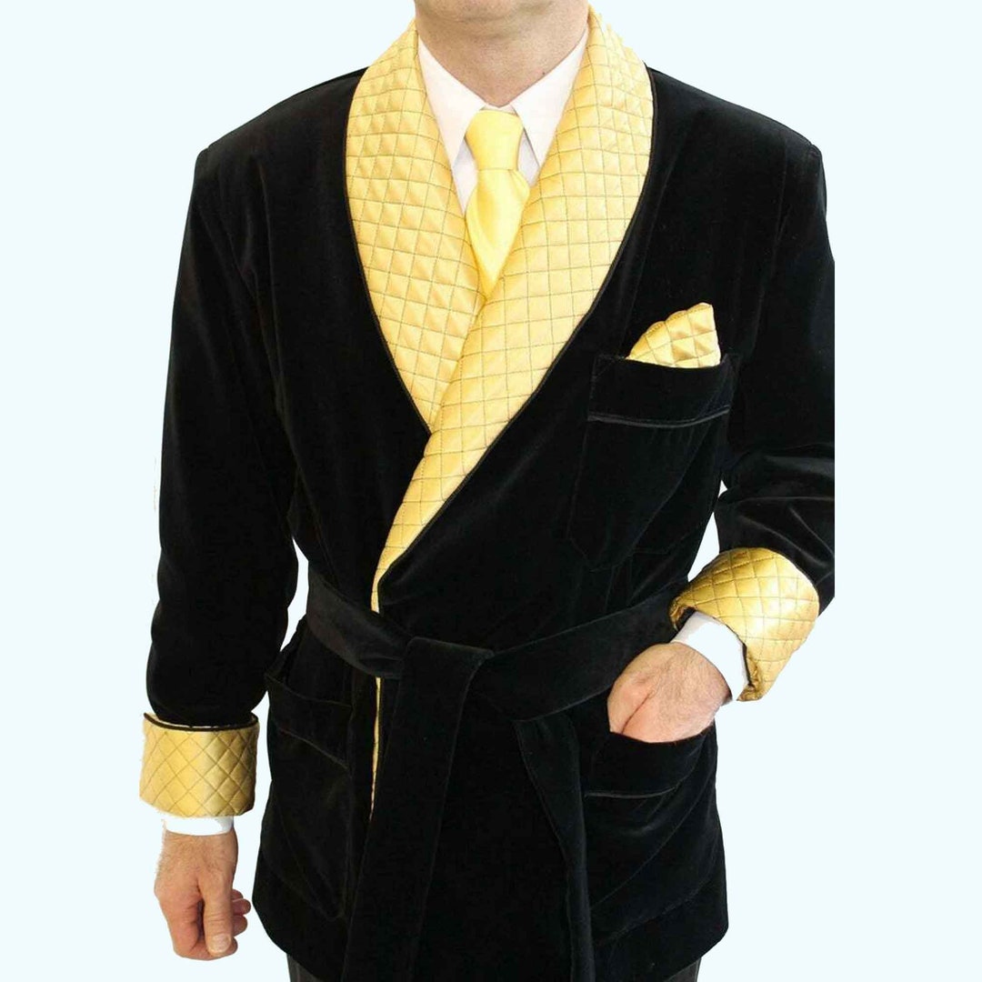 Smoking Jacket Long Gown Mens Green Smoking Jacket , Men Smoking Jacket ...