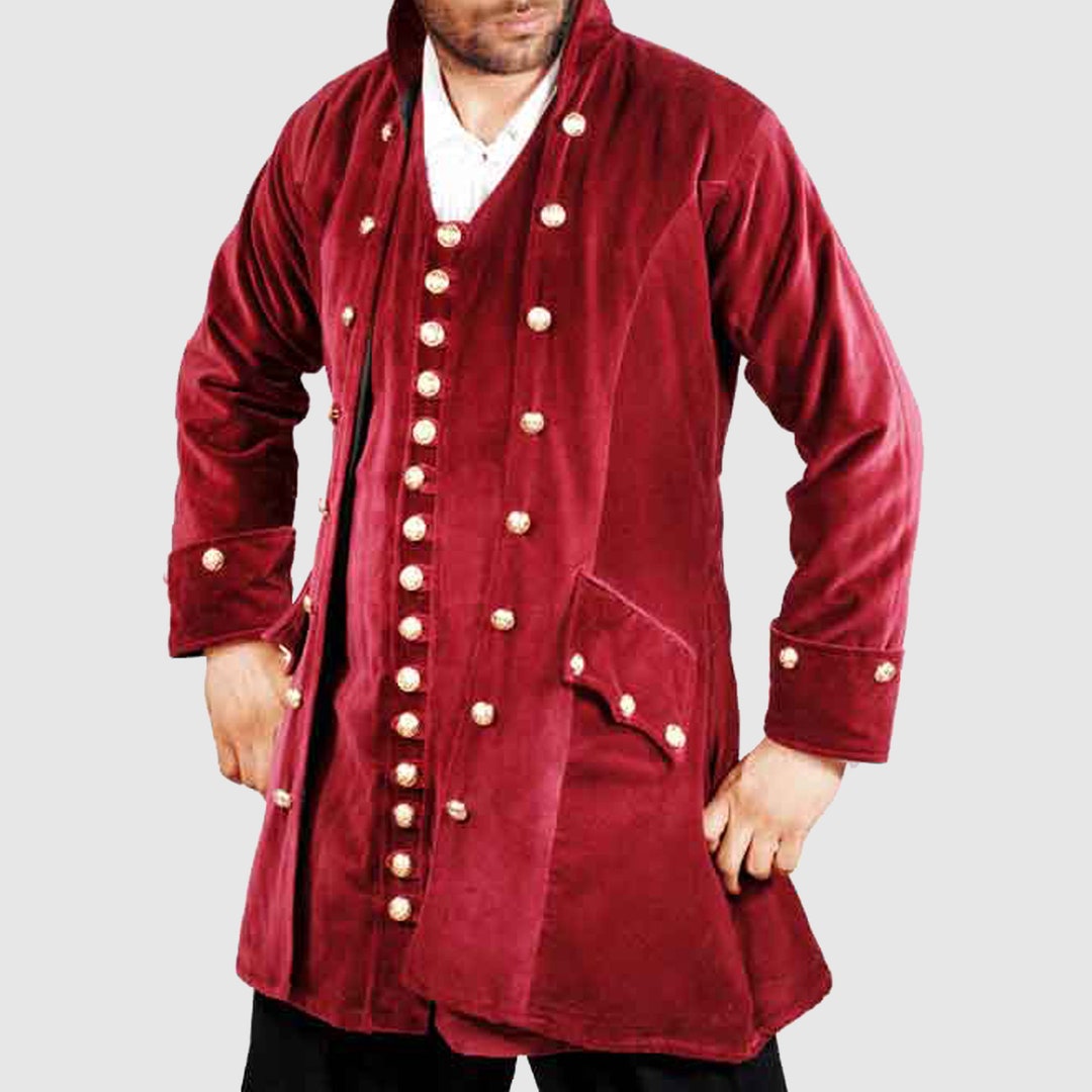 Pirates Captain England Red Velvet Coat , Pirates of Caribbean Admiral ...