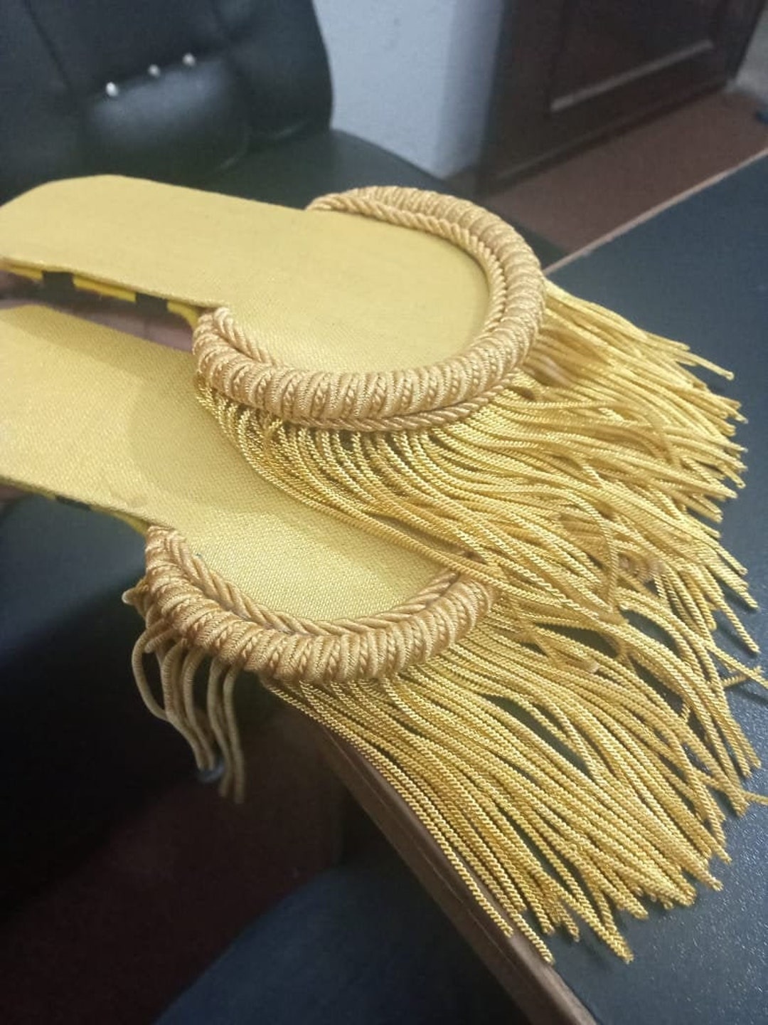Gold Shoulder Epaulettes With Fringe Yellow Marching Band Epaulette ...