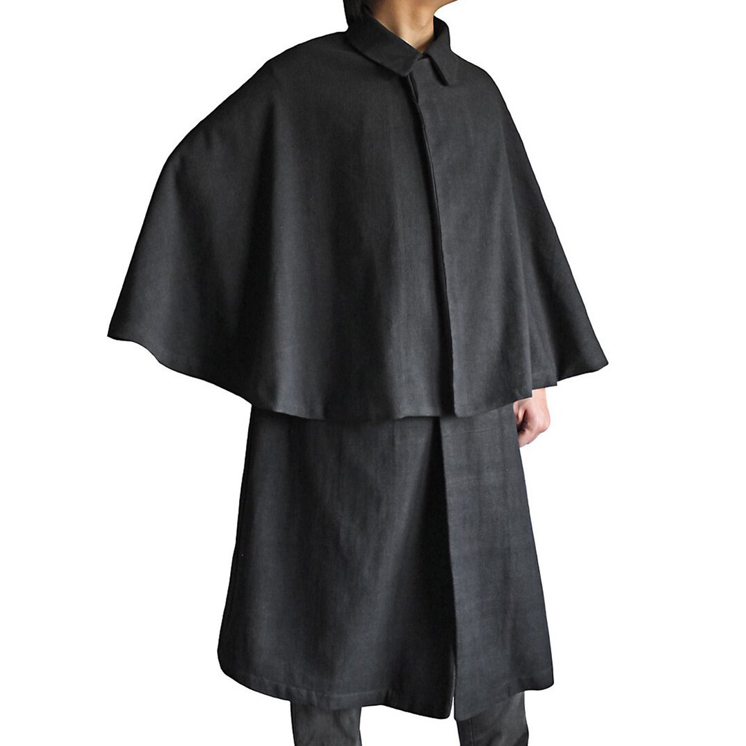 Inverness Cape Black Halloween Black Coat Gothic Black - Etsy