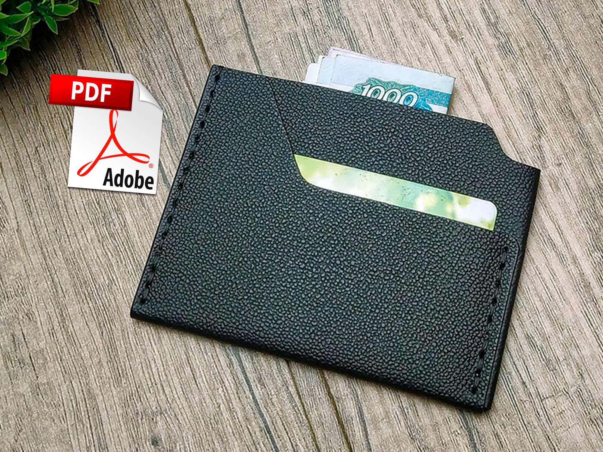 Leather Card Holder Wallet Pattern PDF, Mens Wallet Card Holder 3 ...