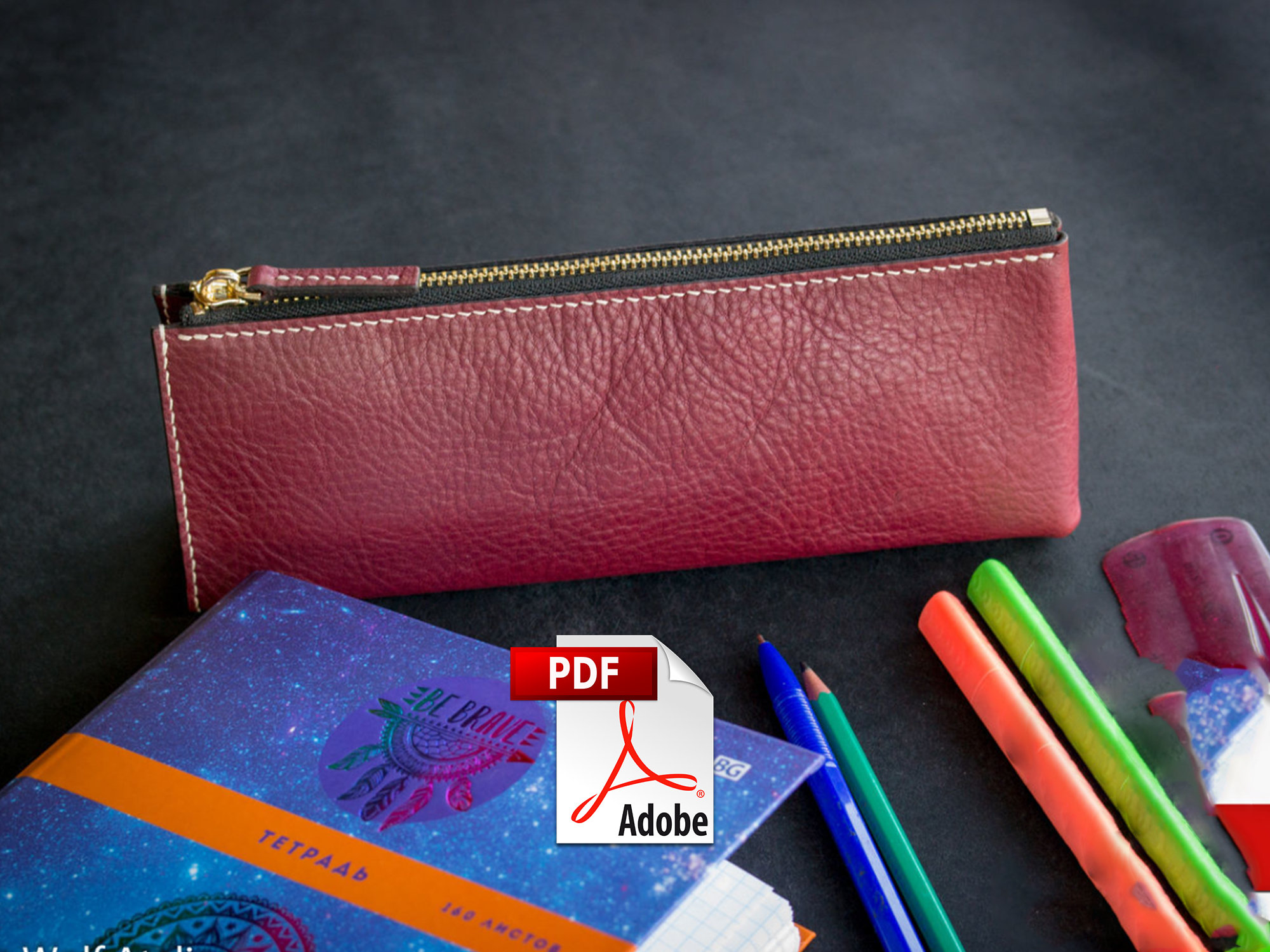 Pencil Case PDF Leather Pattern, Cosmetic Bag, Pencil Case Pattern ...