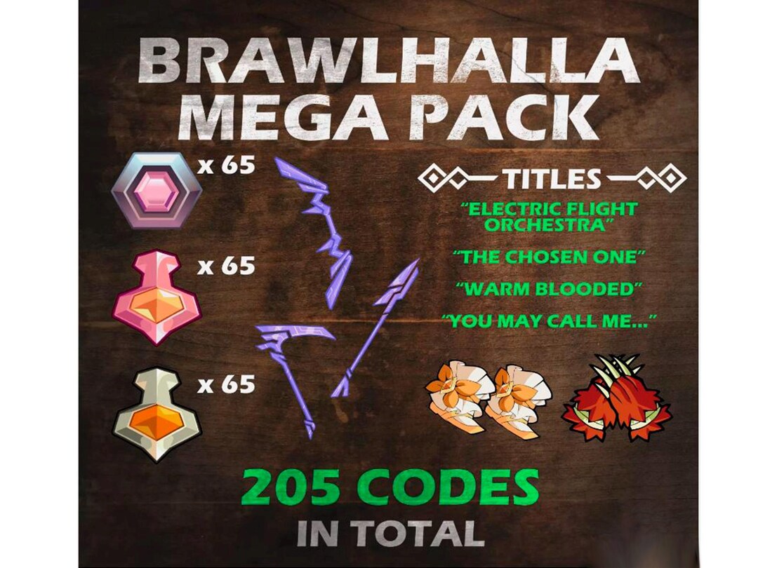 Brawlhalla Codes Mega Pack Colors, Weapon Skins, Titles - Etsy