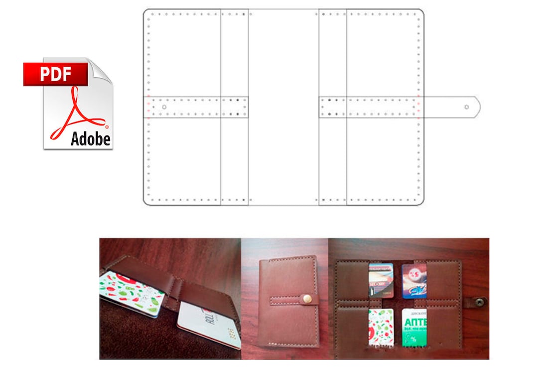 Card Holder PDF Sewing Pattern Wallet Prints Leather Case for 8 Cards ...