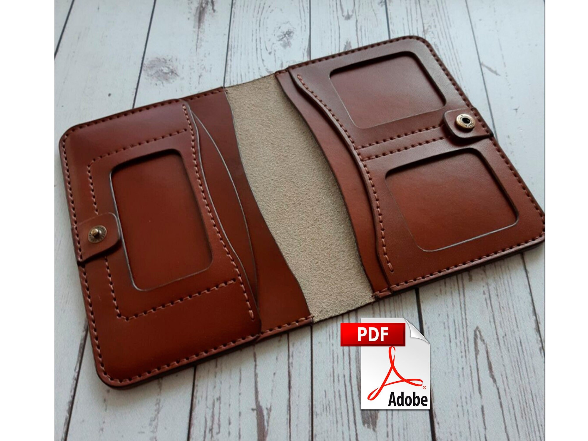 Document Holder Pattern Leather Wallet PDF Template Sewing Card Holder ...